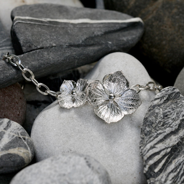Hydrangea Flower Bracelet - Silver Floral Jewellery | Sally Wilcox